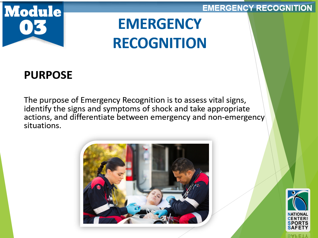 Emergency Recognition – National Center for Sports Safety