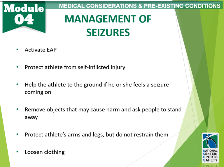 Management Of Seizures – National Center for Sports Safety